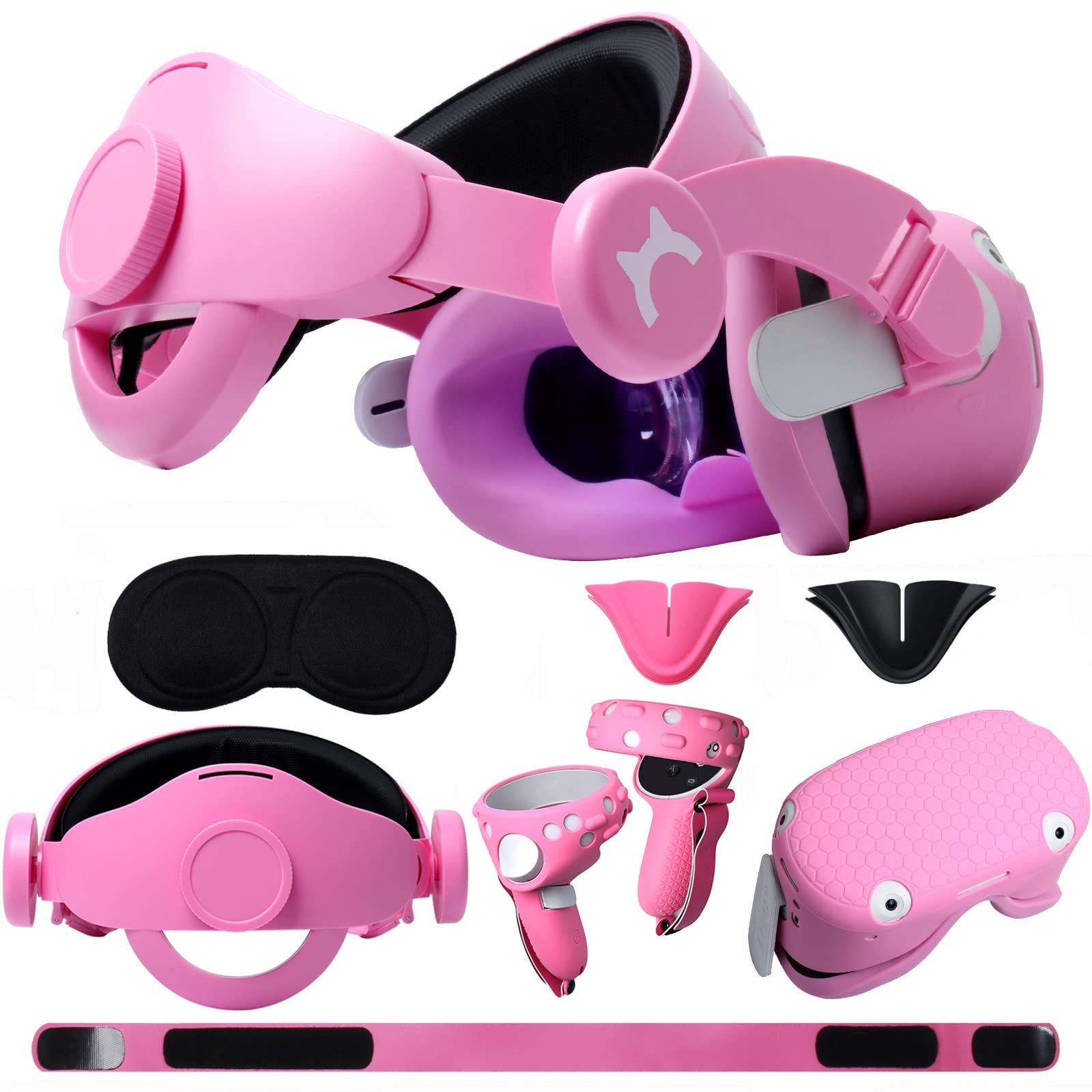 HUAYUWA Adjustable Headband with Head Cushion Compatible for Oculus Quest 2 VR Accessories, Replacement for Elite Strap Comfortable Protective Head Strap Reduce Pressure, Pink 2