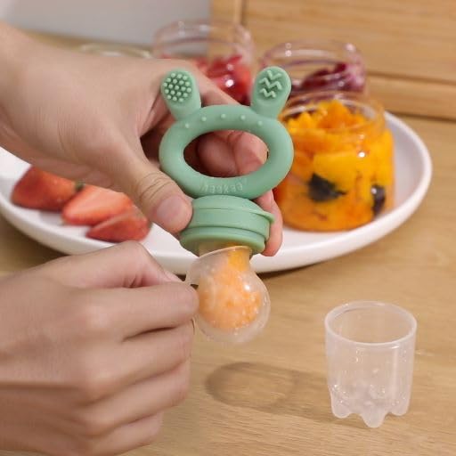 Haakaa Silicone Fresh Food Feeder with Silicone Pouch Cover 1 PK BPA Free (Sky Blue)