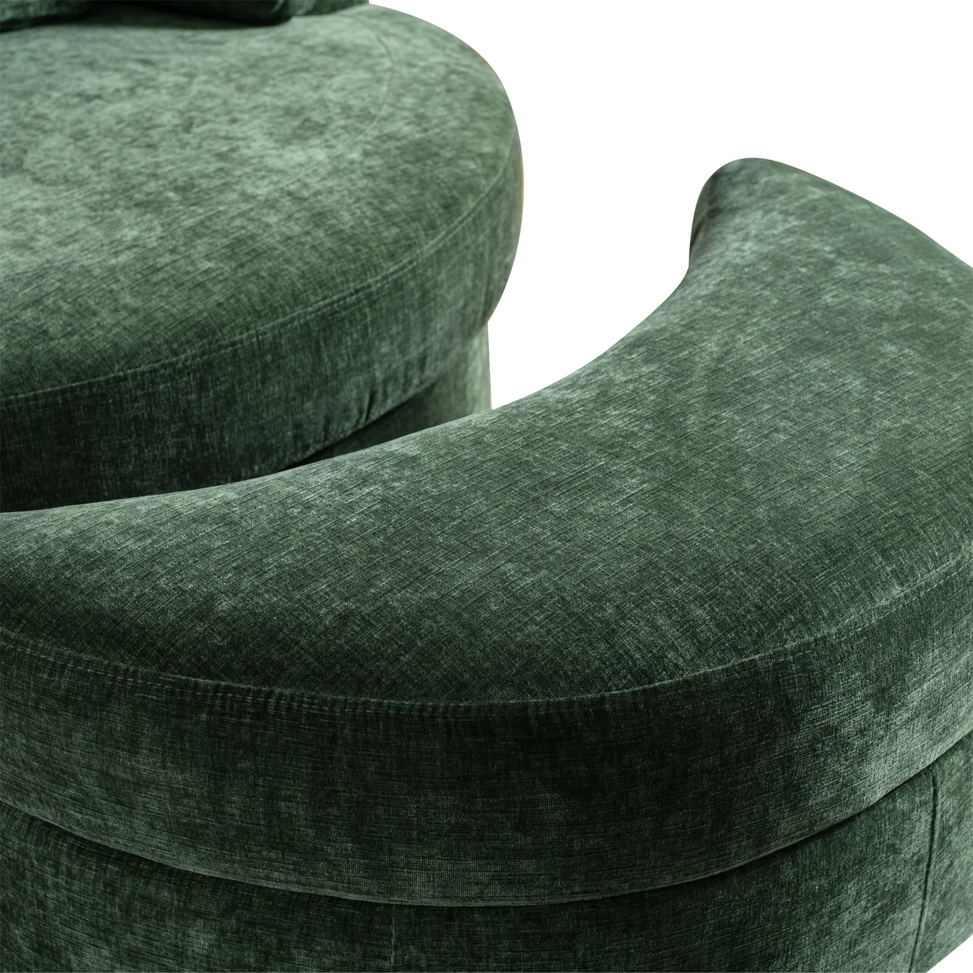 HABITRIO Storage Ottoman, Green Chenille Upholstered Half Crescent Moon Bench w/ 1 Toss Pillow, Tray Serve As Side Table, Padded Seat Dressing Shoe Bench Footrest for Living Room, Entryway, Hallway