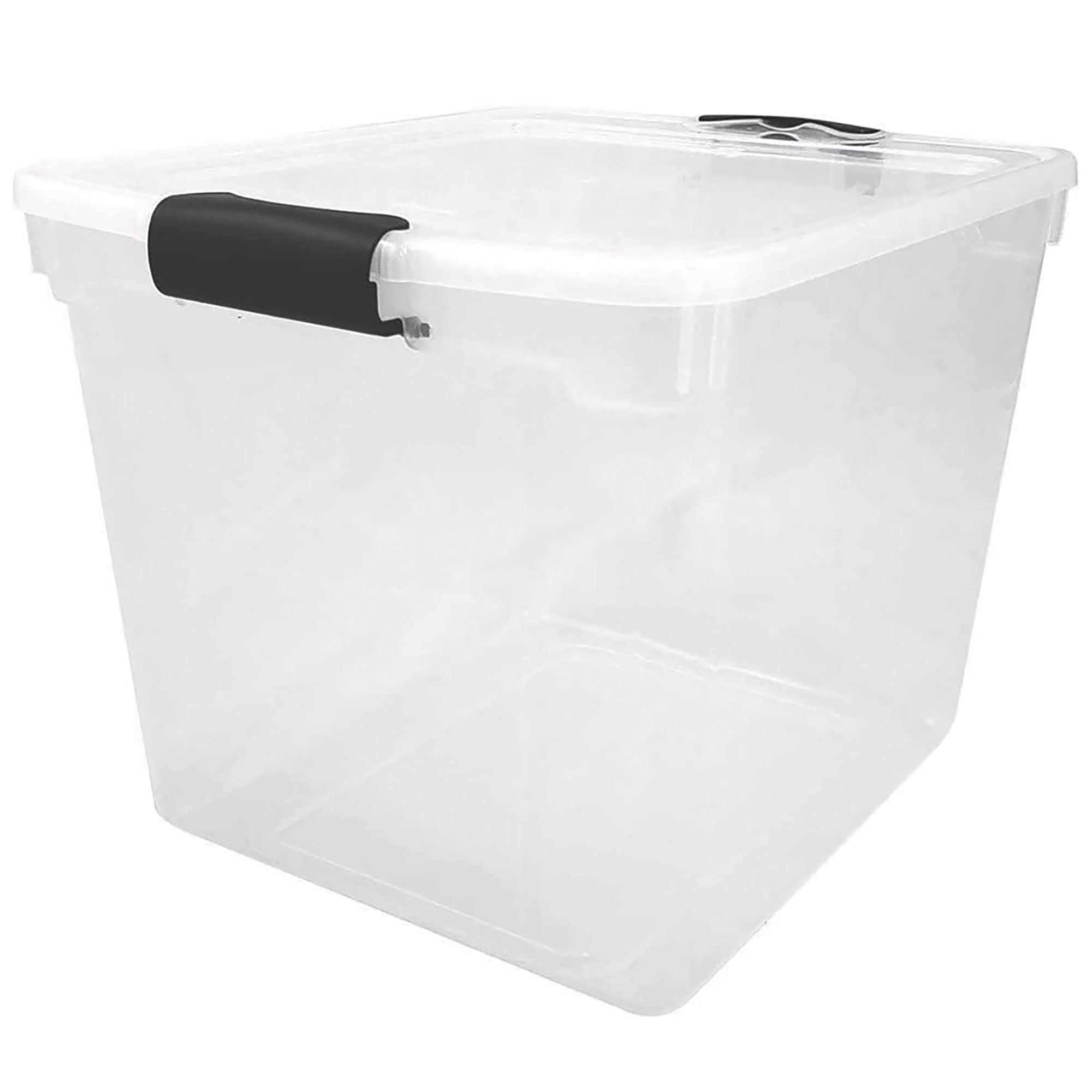 Homz 31 Quart Secured Seal Latch Extra Large Single Clear Stackable Storage Container Tote with Grey Handles for Home, Garage, or Basement (8 Pack)
