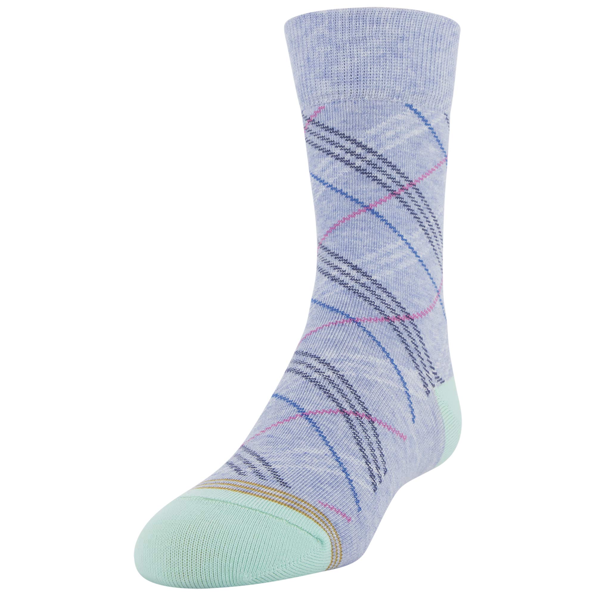 Gold Toe Boy's Dress Crew Socks, 3 Pairs, Peacoat/Grey Heather/Red, Shoe Size: 3-9