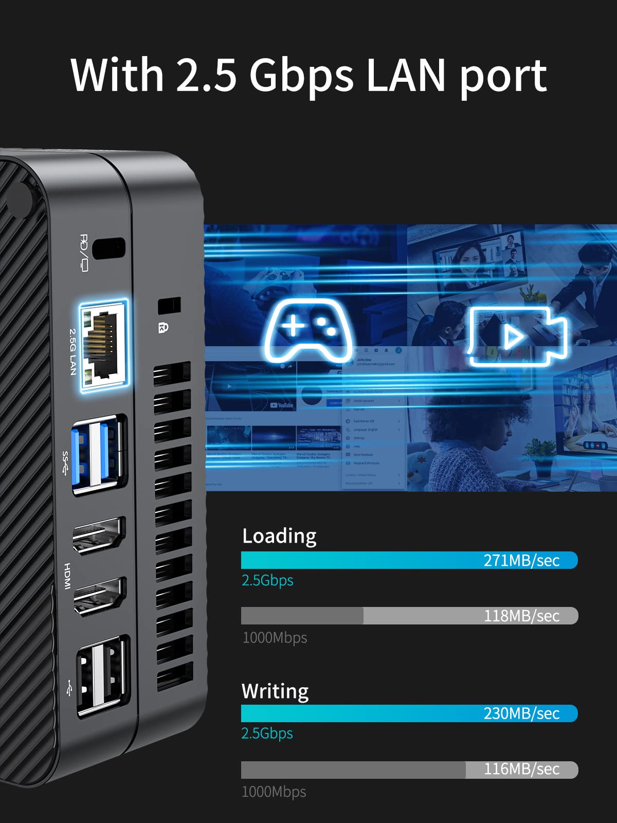 Mini PC AMD Ryzen 7 5800H, Mini Computers DDR4 32GB 512GB PCIe SSD,Windows 11 Pro Mini Desktop Computer, 2500M LAN/Wi-Fi 6/BT5.2, HDMI×2/ USB-C×2/ 4K@60Hz, UM580 Small Gaming PC Support Auto Power On