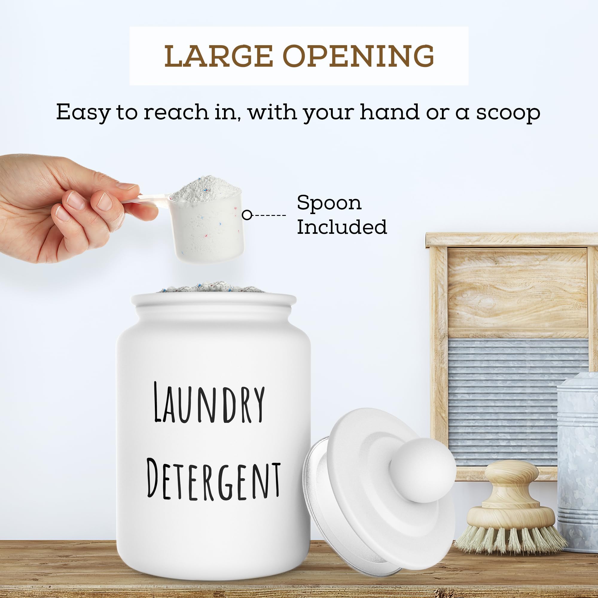 Glass Jar For Laundry Detergent, Powder Container Dispenser, Laundry Room Organization, Pods Storage Jar With Lid, Farmhouse Room Decor, Elegant and Convenient Storage Solution (black)