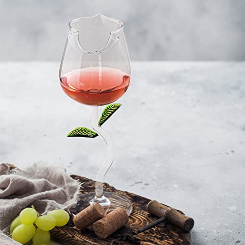 HEEPDD Rose Flower Cocktail Glass Durable for Parties and Bars High Borosilicate Glass Wine Cup (280ml Transparent 1 pc)