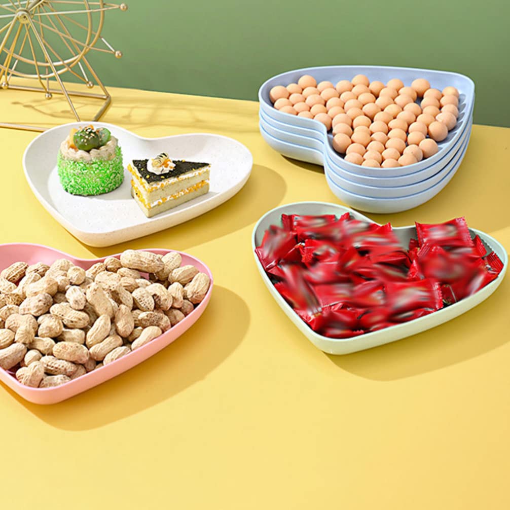 Hemoton Heart Shaped Dinner Plate: 4 Pcs Unbreakable Dinner Plates Snacks Salad Plates Candy Dish Appetizers Platter Steak Serving Plate for Party| Picnic| Camping| BBQ
