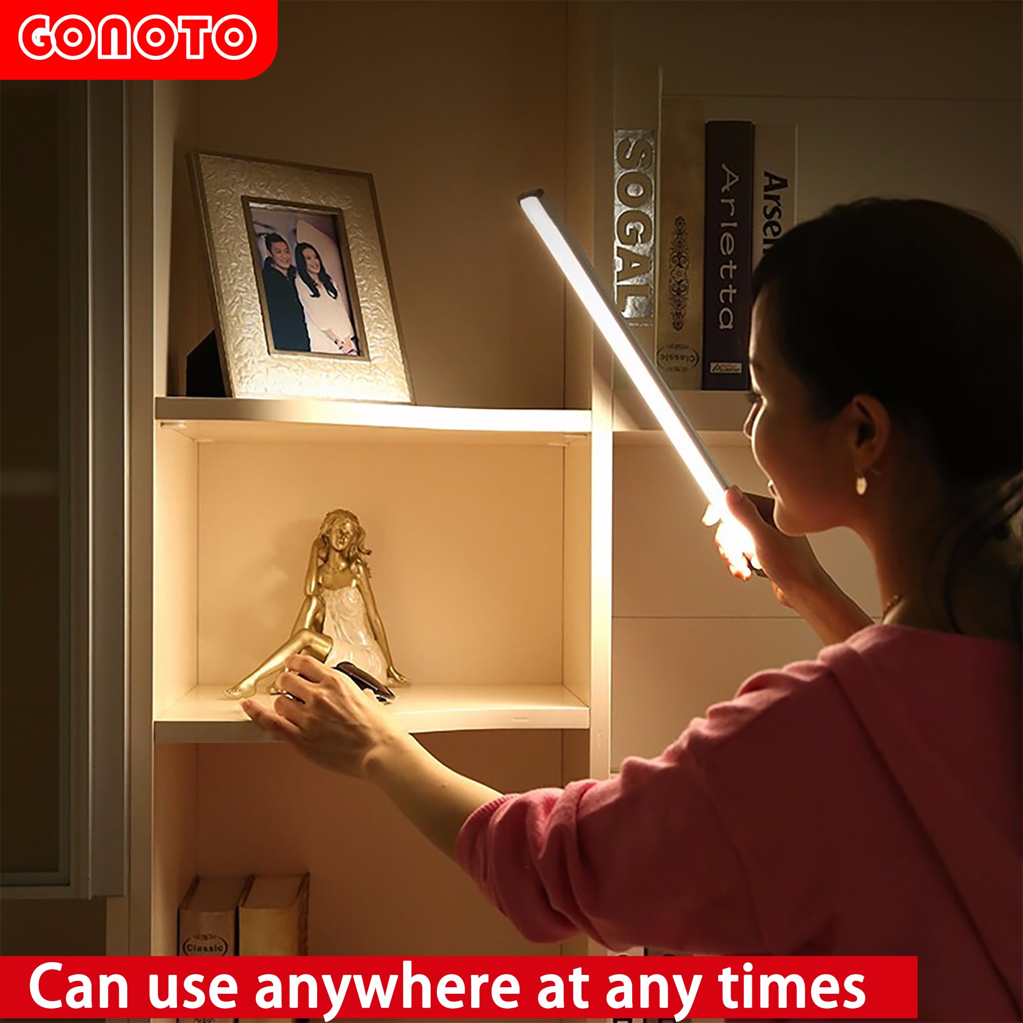 GONOTO 84 LED Closet Light 4W Motion Sensor Closet Lights Rechargeable Under Cabinet Lighting Wireless Wardrobe Light for Closet,Kitchen 4000K 2500mAh Battery Powered Closet Light bar (ON/Off/AUTO)