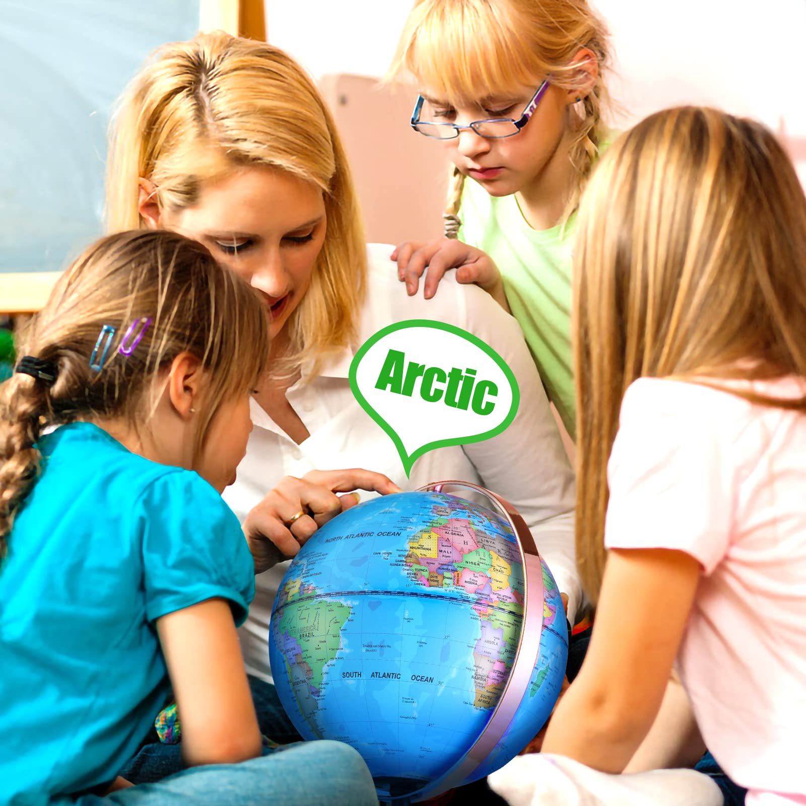 Globe for Kids Learning, 8 Inch Illuminated LED 3 in 1 Desktop Geographic Constellation Interactive Educational Discovery World Map Globes for School Child Adults Teaching Cafe Home&Office Decoration…