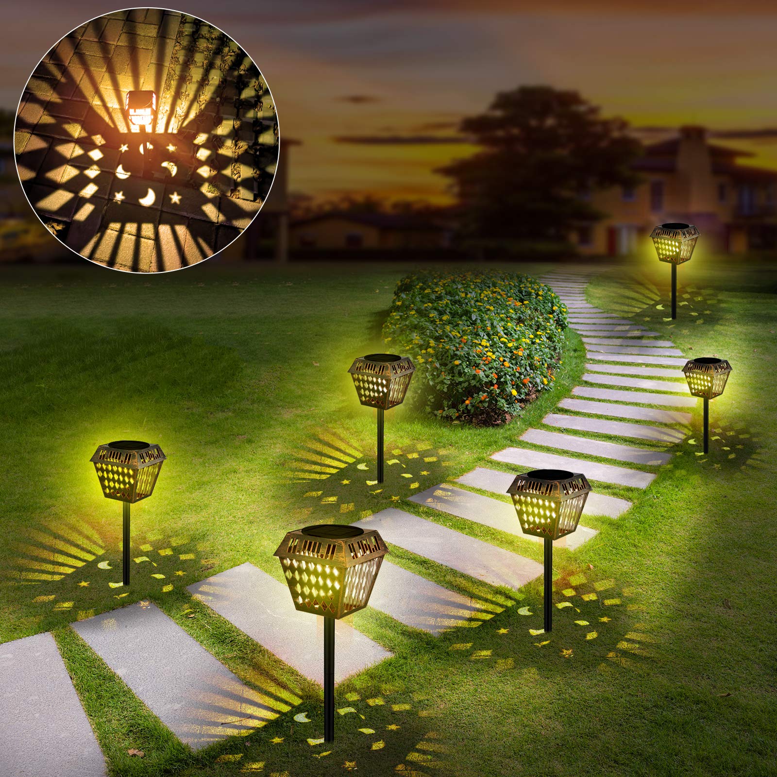 GOLDEN AUTUMN Solar Pathway Lights,Garden Solar Lights,Outdoor Lights Solar Powered,Solar Lights Outdoor, Used for Sidewalks, driveways, terraces. 6PACKF