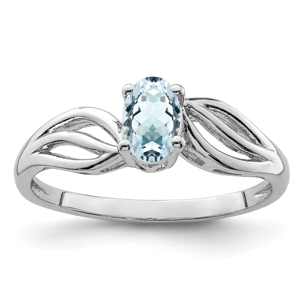 IceCarats 925 Sterling Silver Blue Aquamarine March Birthstone Ring Gemstone Band 925 Sterling Silver - March - Size 8
