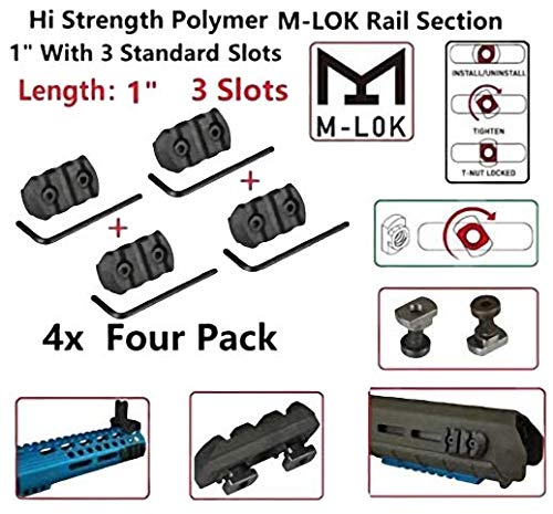 GOTICAL 1 Inch 3 Slots Mlok Picatinny Rail with Allen Wrenches - High Strength Polymer Mlok Rail - Set of 4 Pieces