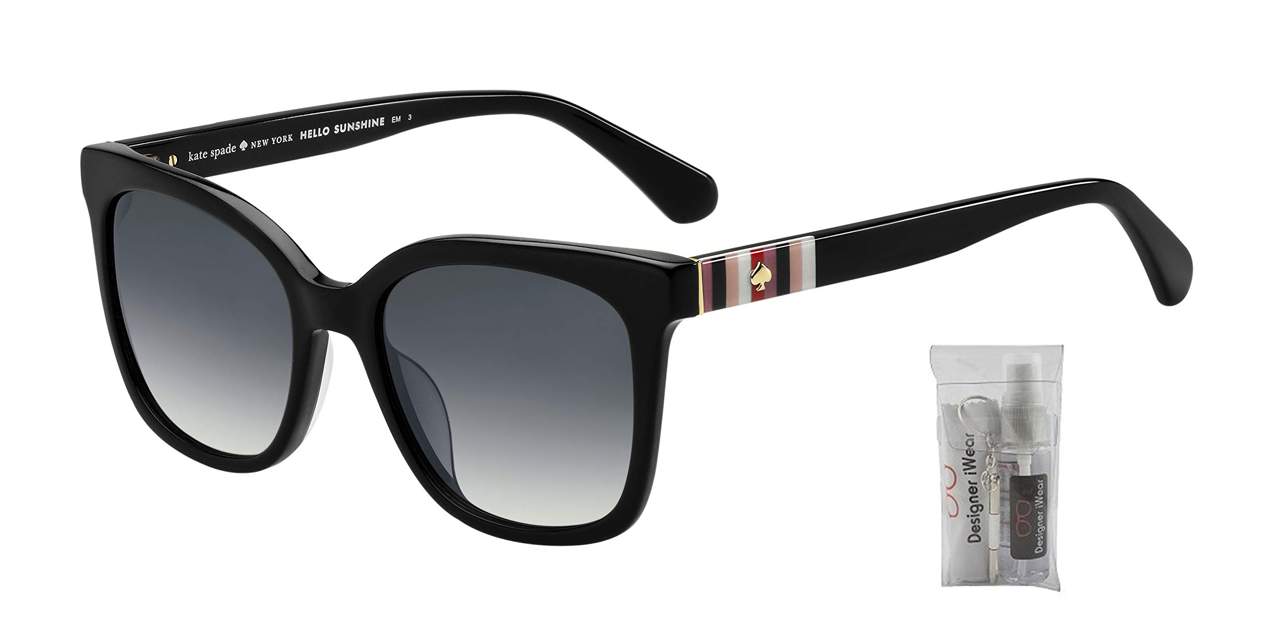 kate spade new york Kiya/S 0PJP/IC 53M Blue/Grey Mirror Shaded Silver Square Sunglasses for Women + BUNDLE with Designer iWear Eyewear Kit