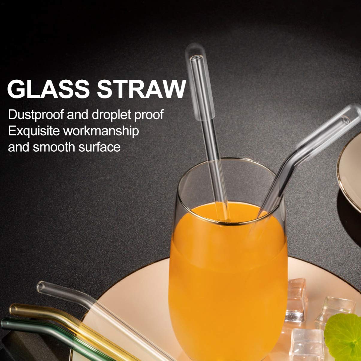 Hemoton Glass Straw Covers 10pcs Glass Straw Lid Protective Case Milk Transparent Straw Lids