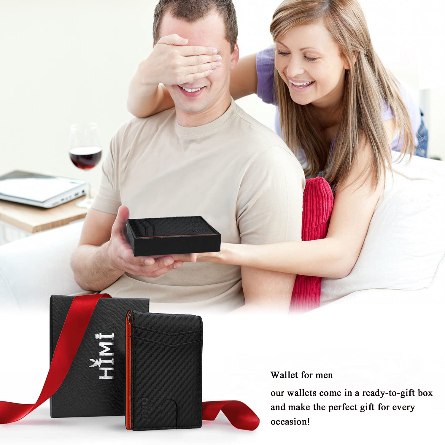 HIMI Slim Wallet for Men RFID Blocing Money Clip Wallet Minimalist Bifold Wallet Front Pocket Credit Card Wallet