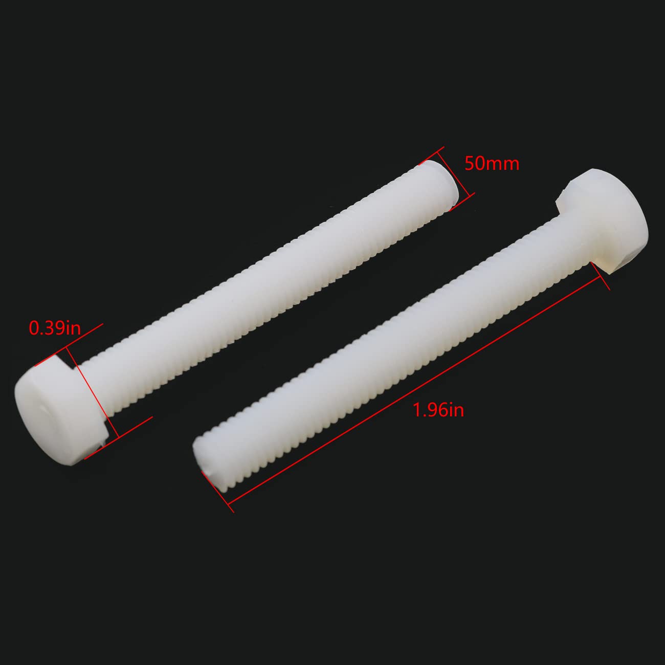 Nylon Hex Head Cap Bolt FMHXG 20PCS M6 x 50mm White Plasti Fully Threaded Hexagon Screws Nuts with Phillips Cross Pan Heads