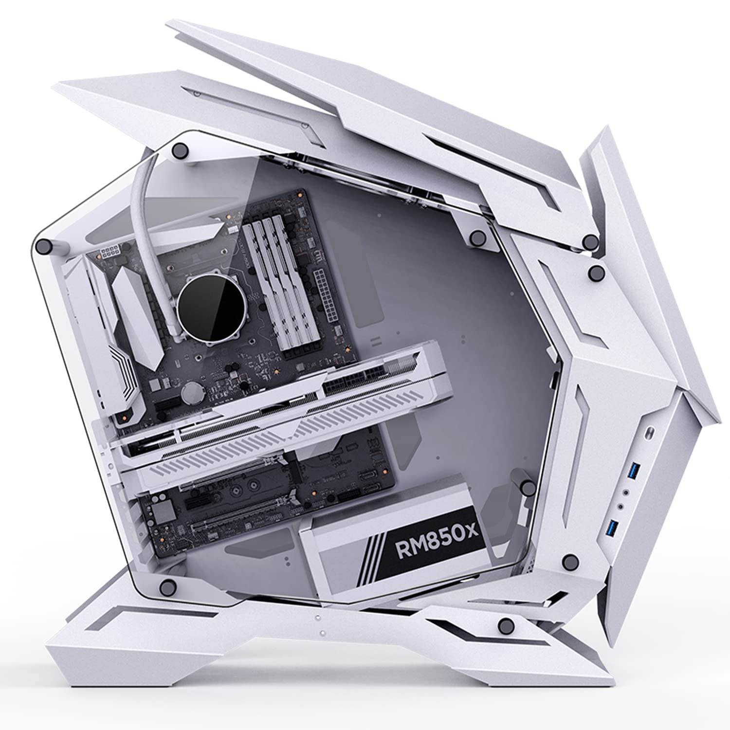 JONSBO MOD3 White Open Type ATX Mid Tower Gaming Computer Case, E-Sports Players Mecha Chassis, Custom Liquid Cooling,Support EATX/ATX MOBO, 240/360 Liquid & 170mm Air Cooling, White pc case