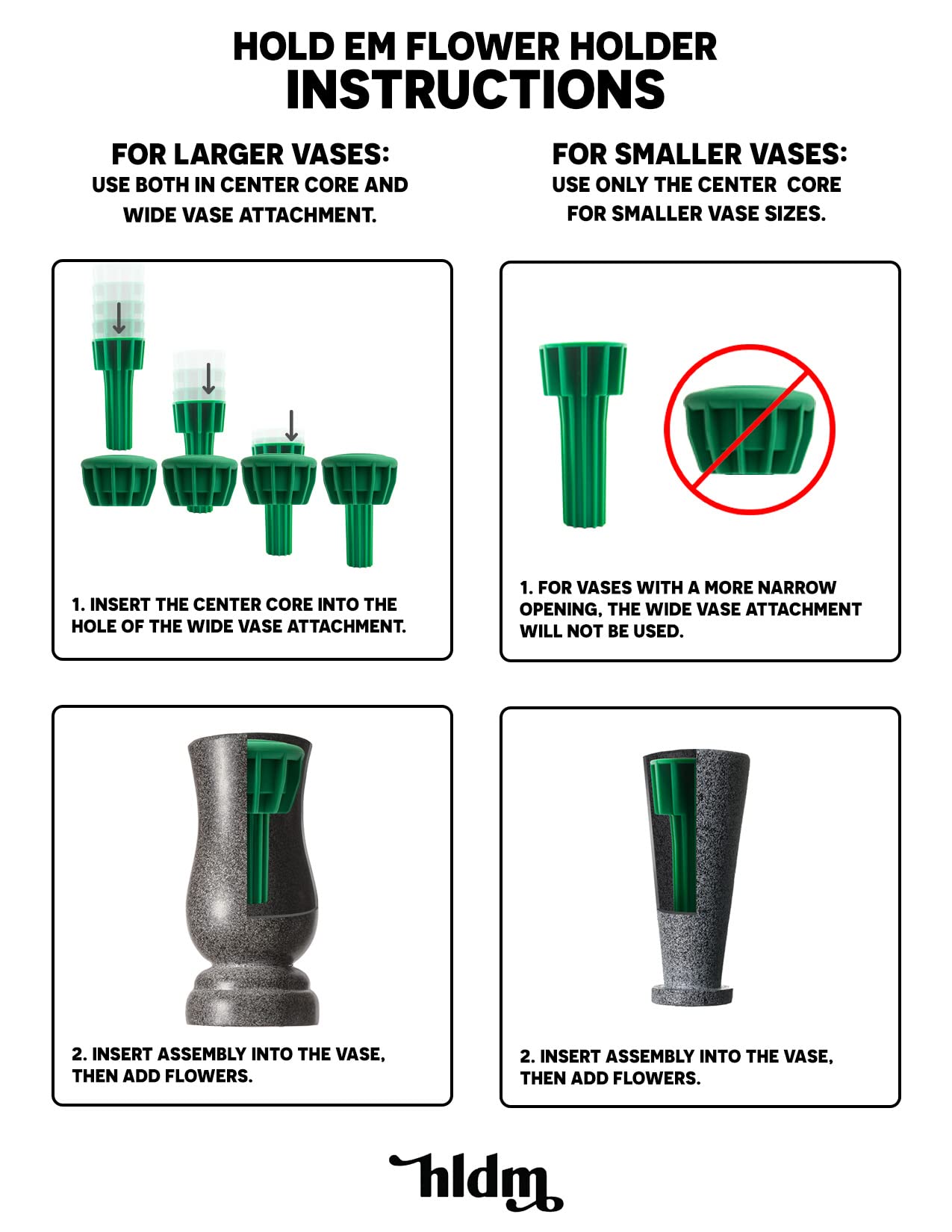 HLDM Cemetery Vase Rubber Inserts, Cemetery Flowers Holder for Keeping Bouquets in Place, Reusable Alternative to Messy Floral Foam Styrofoam Cones, Create Elegant Grave Decorations for Cemetery
