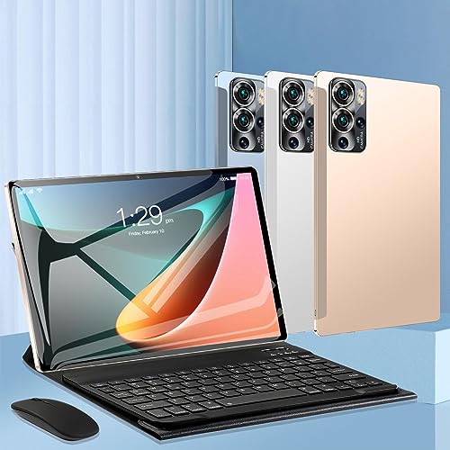 HD Tablet Computer, 10.1 in Ultra-Thin WiFi Bluetooth Tablet with Android 12, 1280 x 800 IPS Display, 4.8 MP Camera, Android Tablet with 8600mAh Battery, GPS, Dual SIM Cards Type-C Octa Core (Gold)