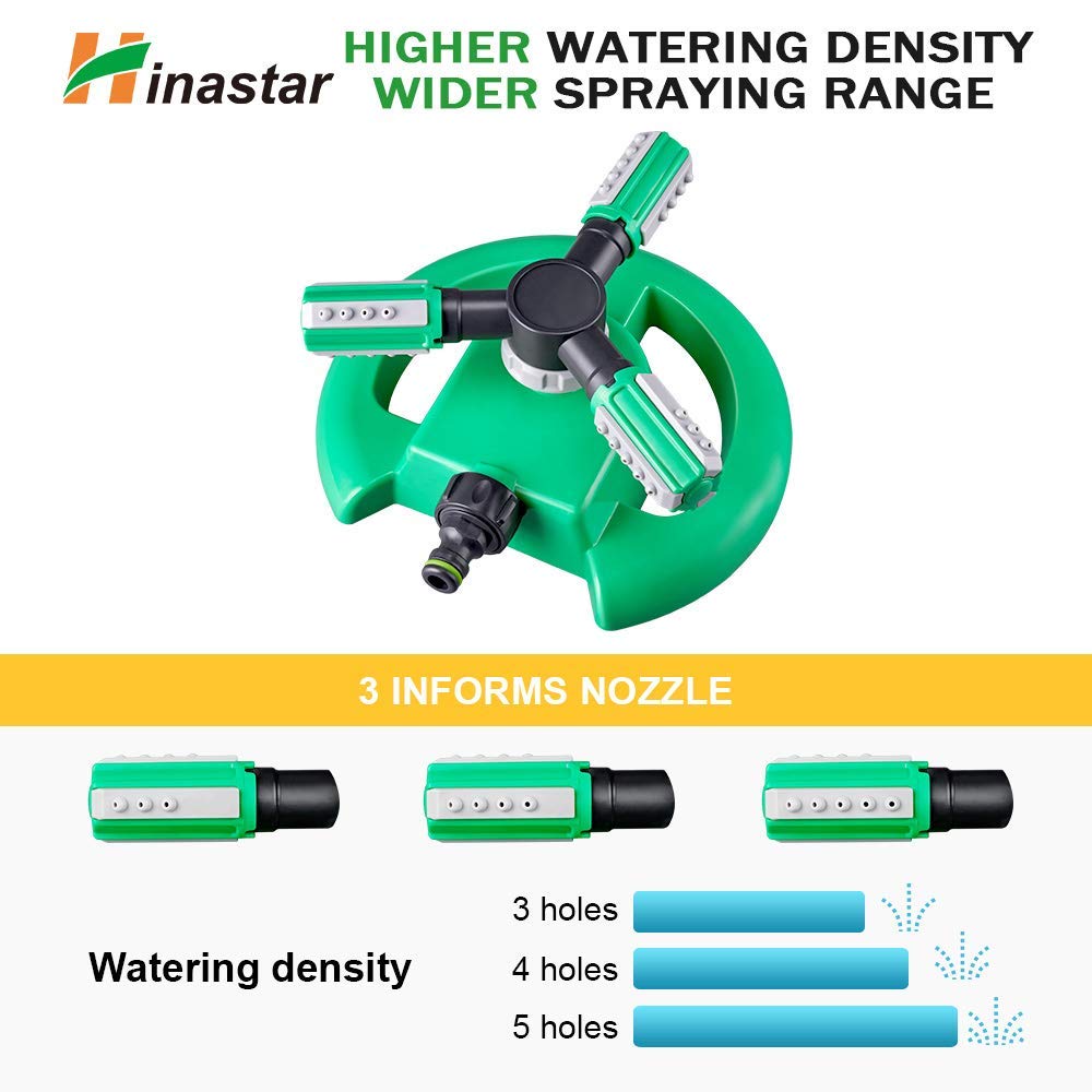 Hinastar Lawn Sprinkler, Automatic Garden Water Sprinkler, Upgrade 360 Degree Rotation Irrigation System, Large Area Coverage, Sprinkler for Yard, Lawn, Kids and Garden-1Pack(Light Green)