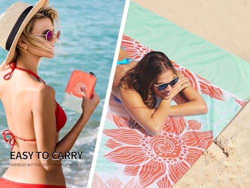 HIHOHO Beach Blanket Waterproof Sandproof Extra Large Beach Mat 79" X 83"/120"x108"for 1-8 Adults Quick Drying Durable Outdoor Picnic Mat for Beach Travel Camping Hiking