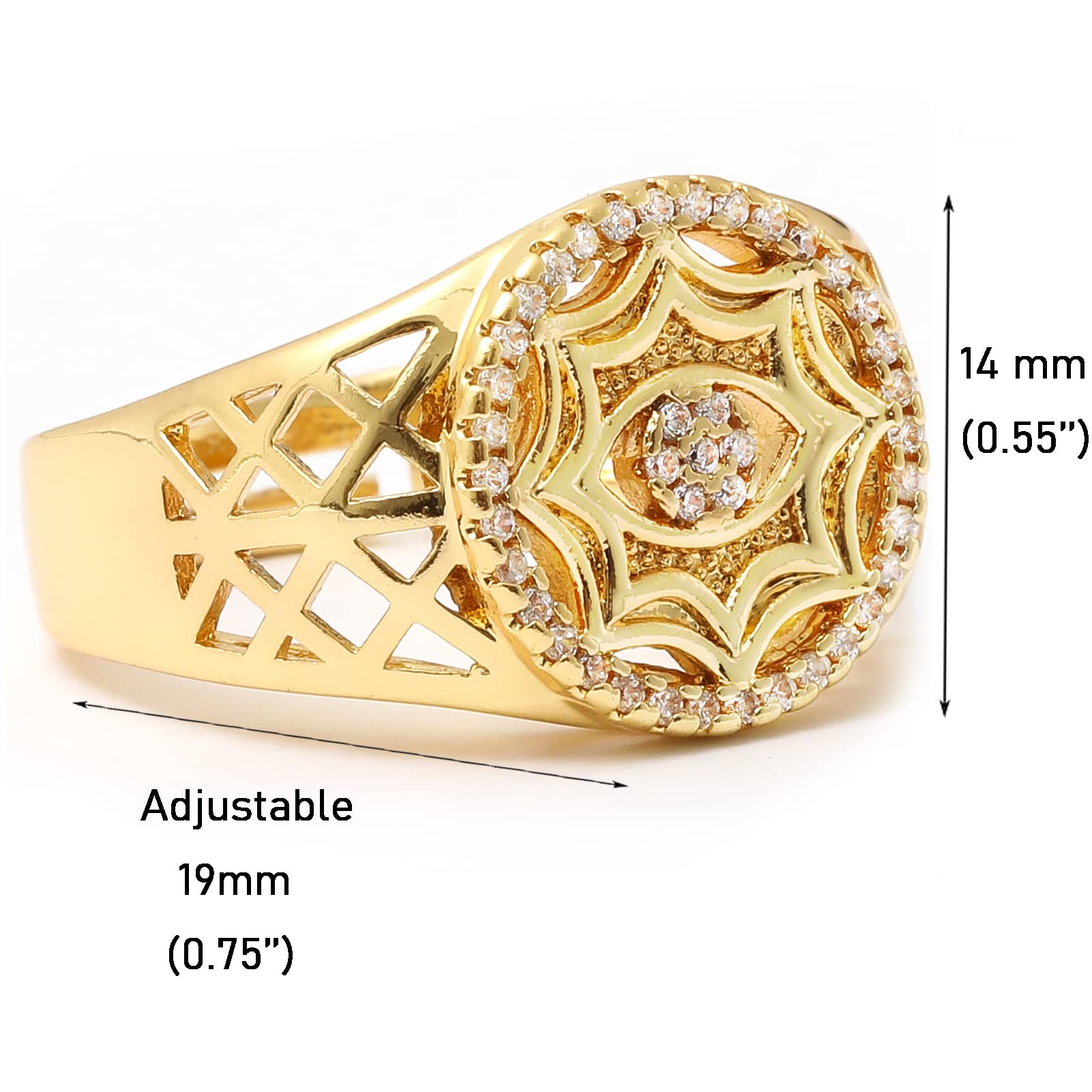 Itcoery Women's Evil Eye Signet Ring Inlaid Zirconia Hip Hop Round Gold Stackable Band Rings