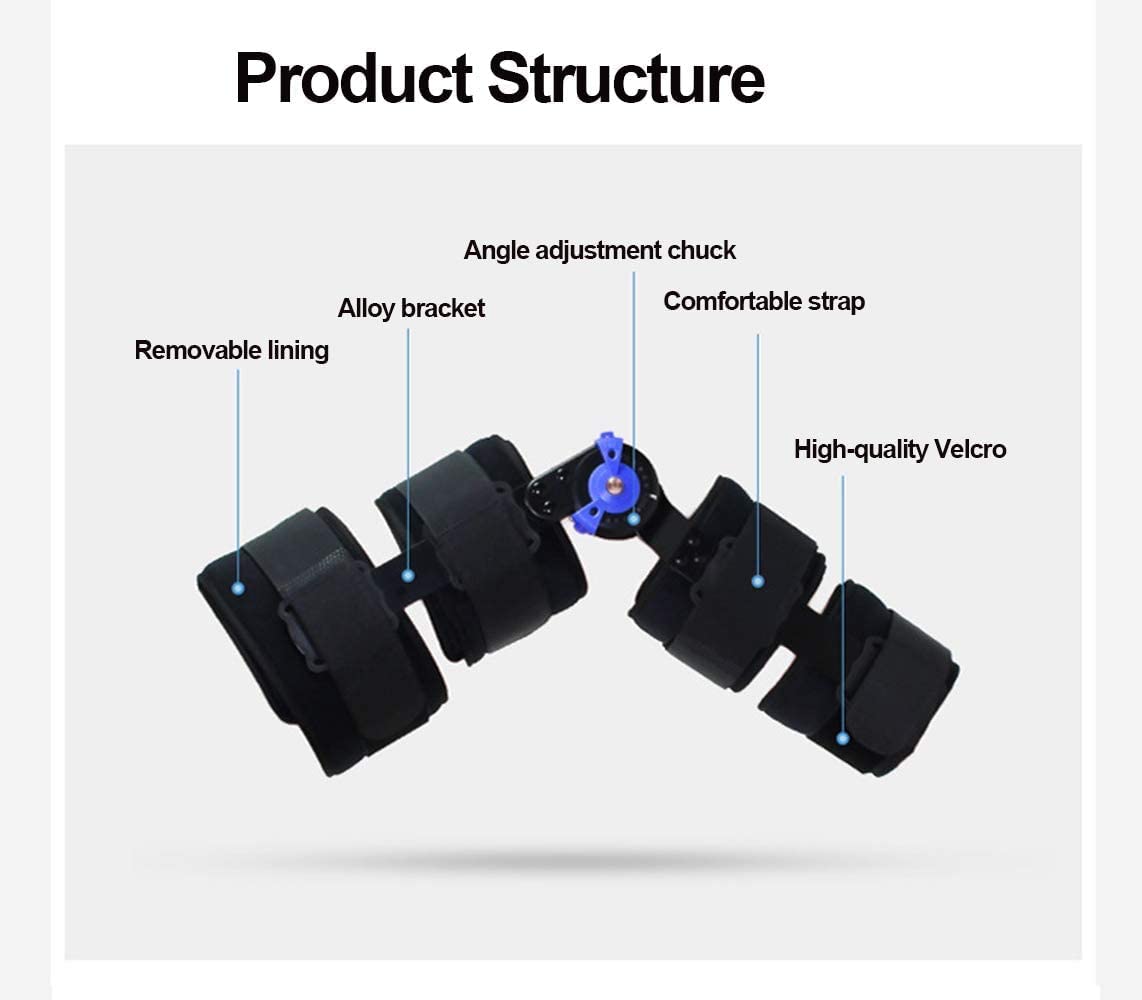 Hinged Knee Brace ROM Knee Brace For Arthritis Joint Pain Meniscus Tear For Knee Injury Recovery Relieve Knee Burden Length Angle Adjustment Carbon Fiber Material Adjustable Knee Immobilizer