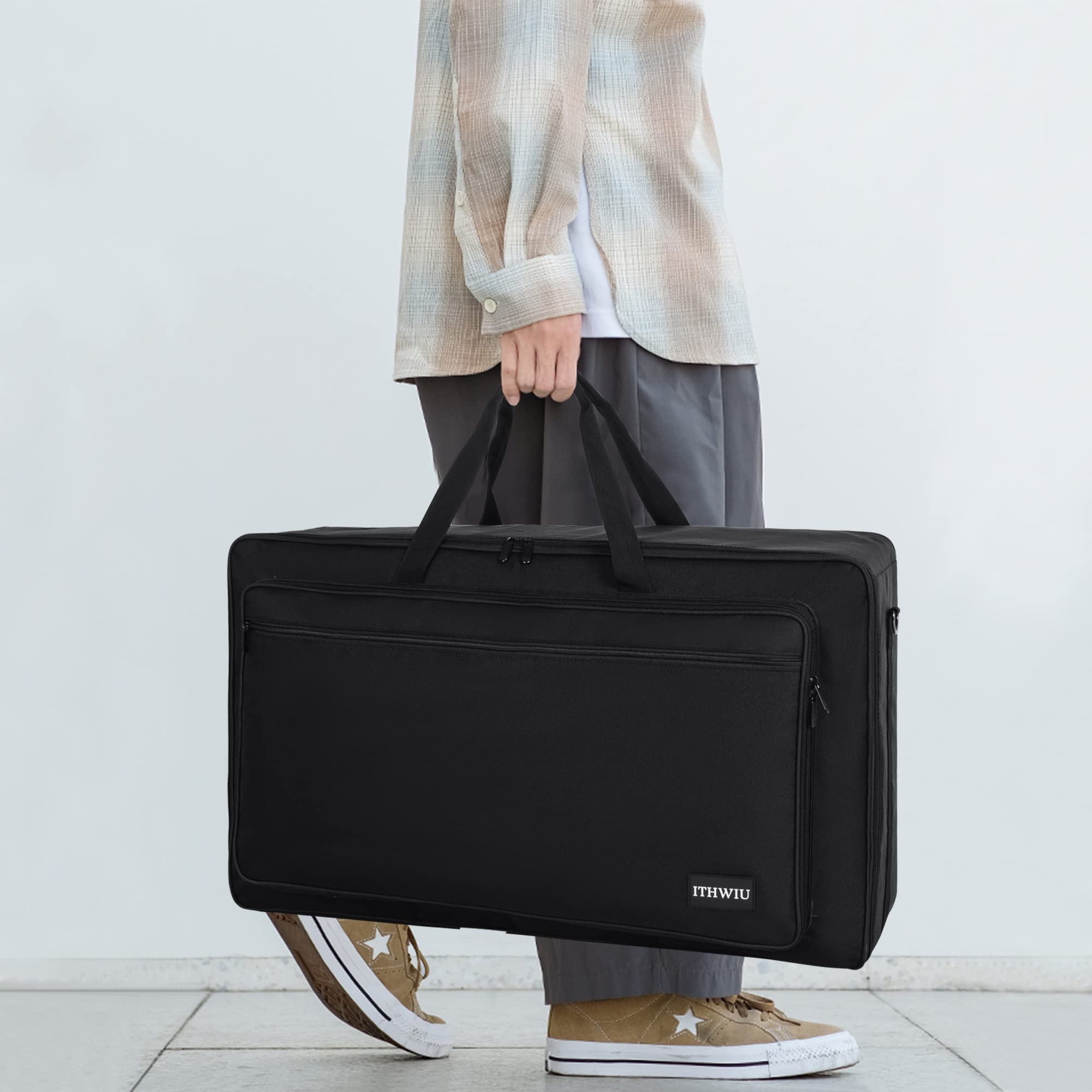 ITHWIU Gig DJ Controller Padded Carrying Bag Fits XDJ-RX RX2 RX3 prime 4 MCX8000 Numark NVII Mixtrack Pro 3 NV Platinum, 31.5 X 19.5 X 8 Inch, Black