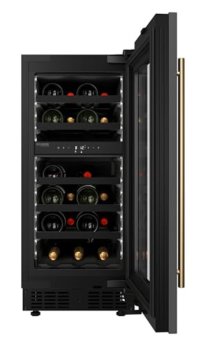 KoolMore KM-CW28DZ-BPR Reserve 15 in. Under-Counter Panel Ready Dual Zone Built-in Wine Cooler with Black Shelves and 23 Bottle Capacity