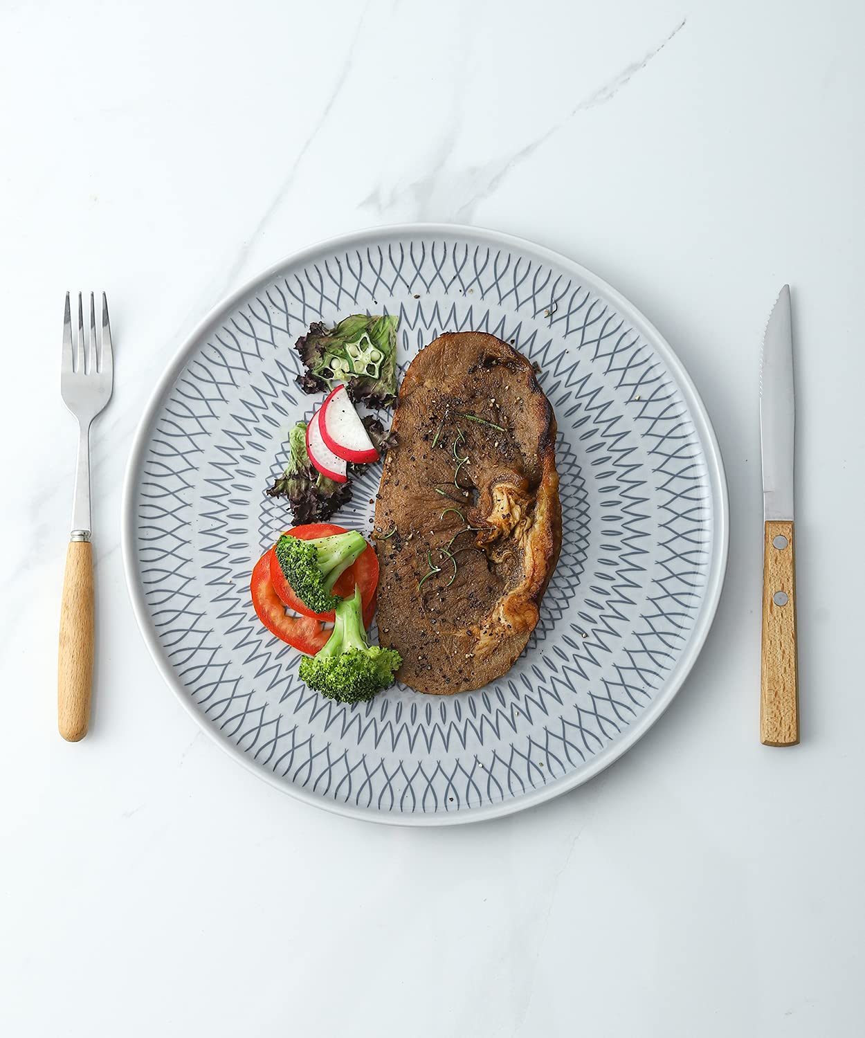 Hasense Porcelain 10 Inches Dinner Plates Set of 4, Salad Plates Ceramic Dessert Dishes for Pizza Pasta Maincourse, Microwave & Dishwasher Safe
