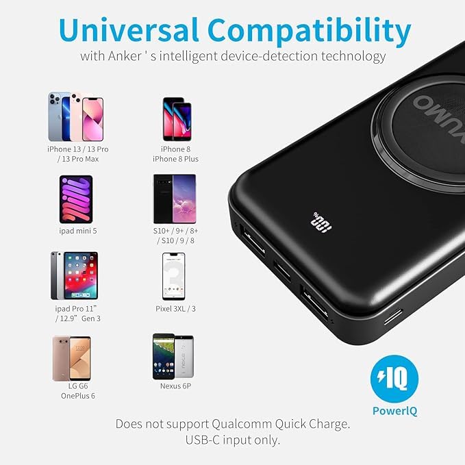 HAYUMO Power Bank, Portable Fast Charger Power Bank, 20000mAh with 22.5W High-Speed Charging, 2-Way Output and 2-Way Input, Compatible with iPhone, Samsung, iPad (Black 1 Pack)