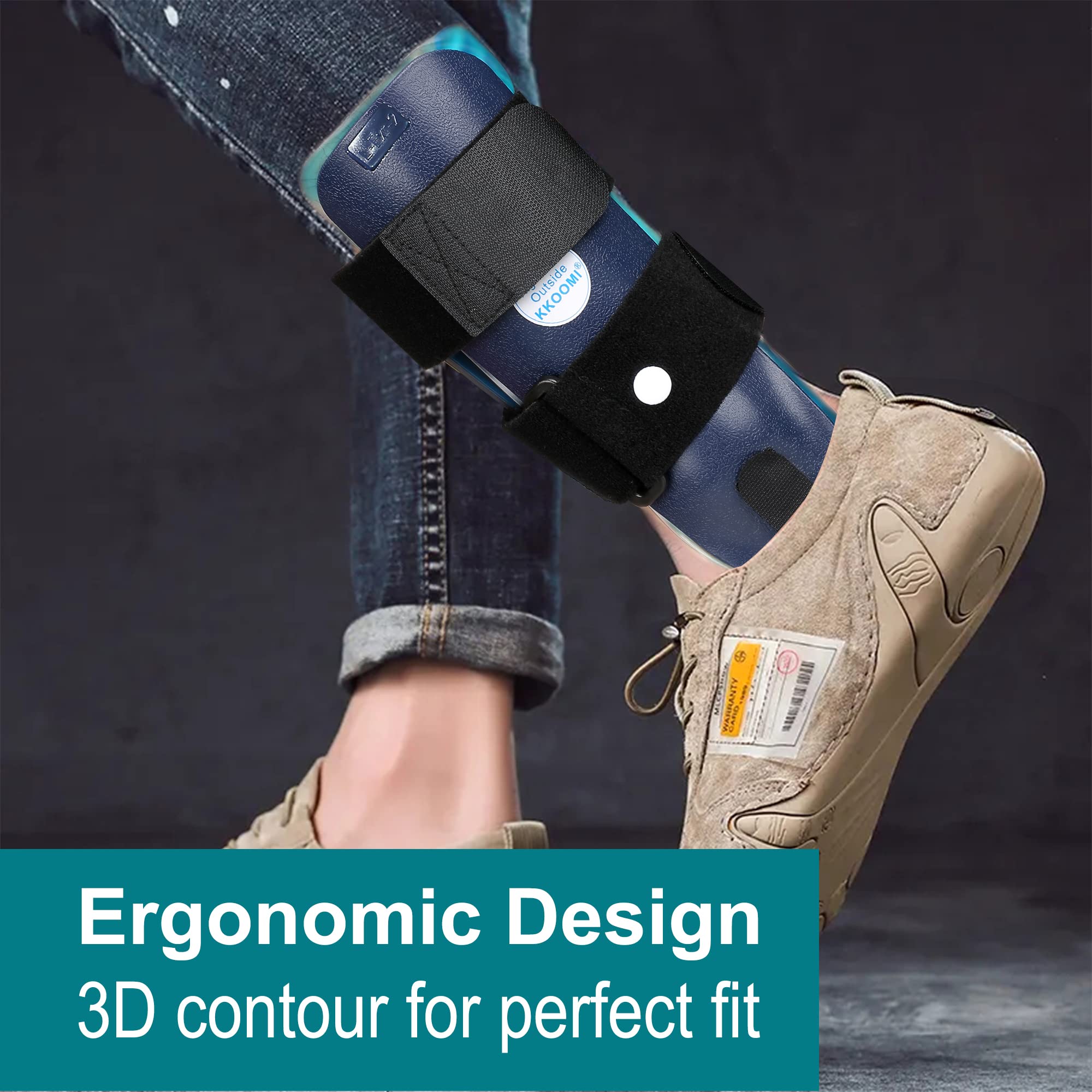 KKOOMI Ankle Stabilizer Ankle Brace for Pain Relief,Gel Ice Pack Wrap Up Adjustable Support,Cold/Hot Compression,for Sprains, Tendonitis, Post-Op Cast Support,Running, Injury Recovery,for Men, Women (Gel Pads-Right Foot)