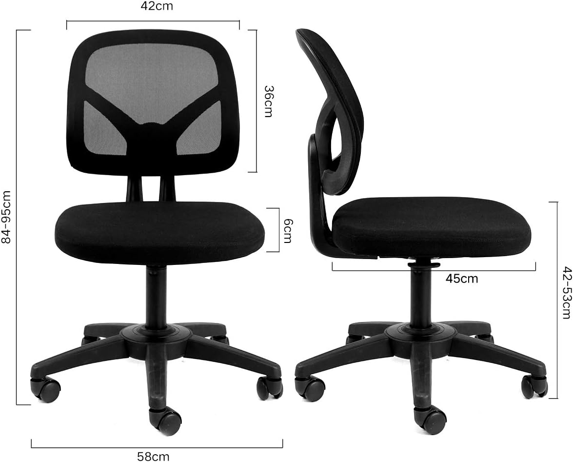 Hbada Home Office Desk Chair with Flip Up Arm, Breathable Mesh Back Lumbar Support Task Chair, Ergonomic Office Chair with Adjustable Height & PU Wheels, Swivel Computer Desk Chair, Black
