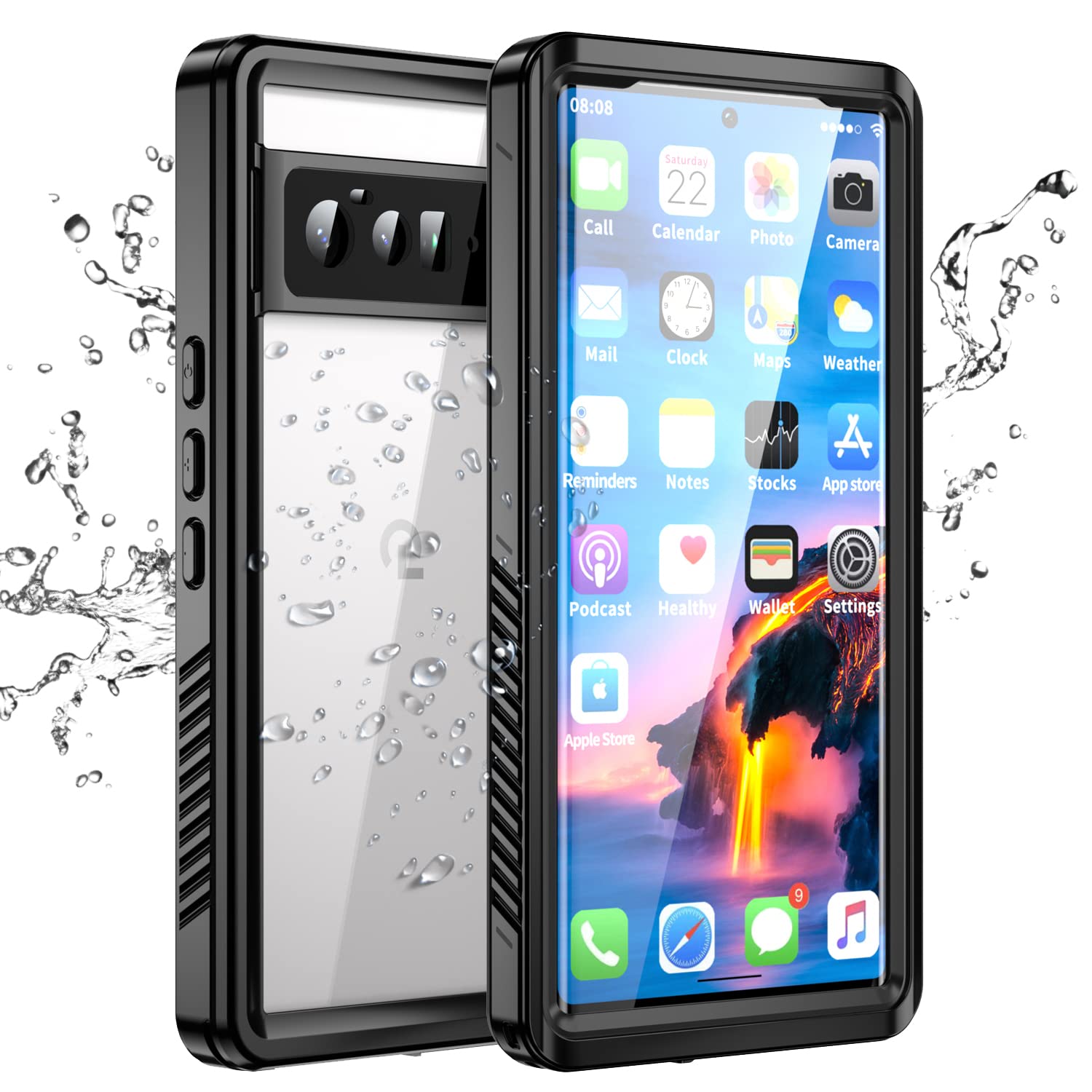 Google Pixel 6 Pro Waterproof Case with Built-in Screen Protector Dustproof Shockproof Drop Proof Heavy Duty Phone Case, Rugged Full Body Underwater Protective Cover for Google Pixel 6 Pro - Black