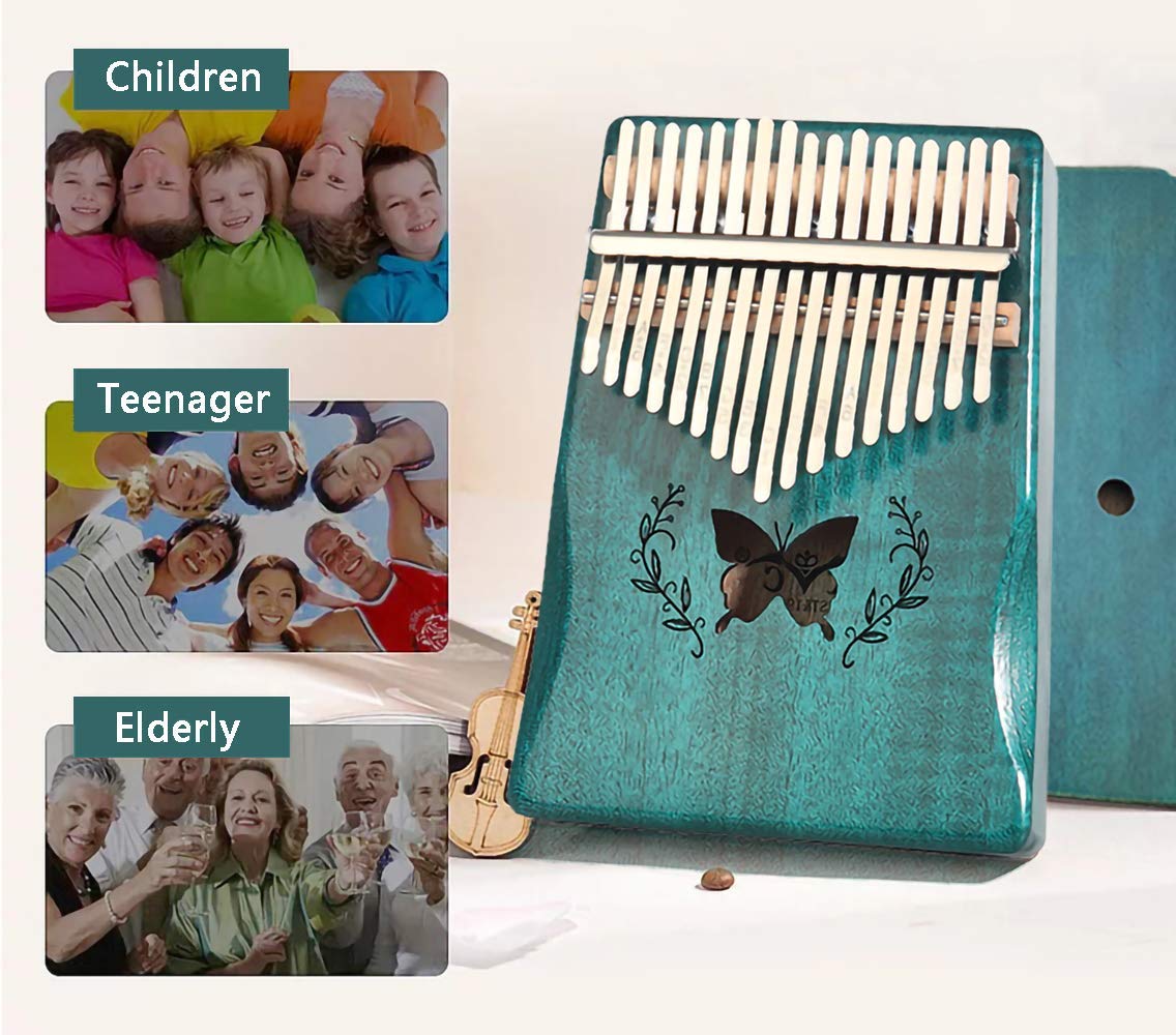 Grehge NAMBM Kalimba 17 Keys Thumb Piano with Tune Hammer,Shoulder Bag and Study Instruction,Portable Mbira Mahogany Wood Finger Piano