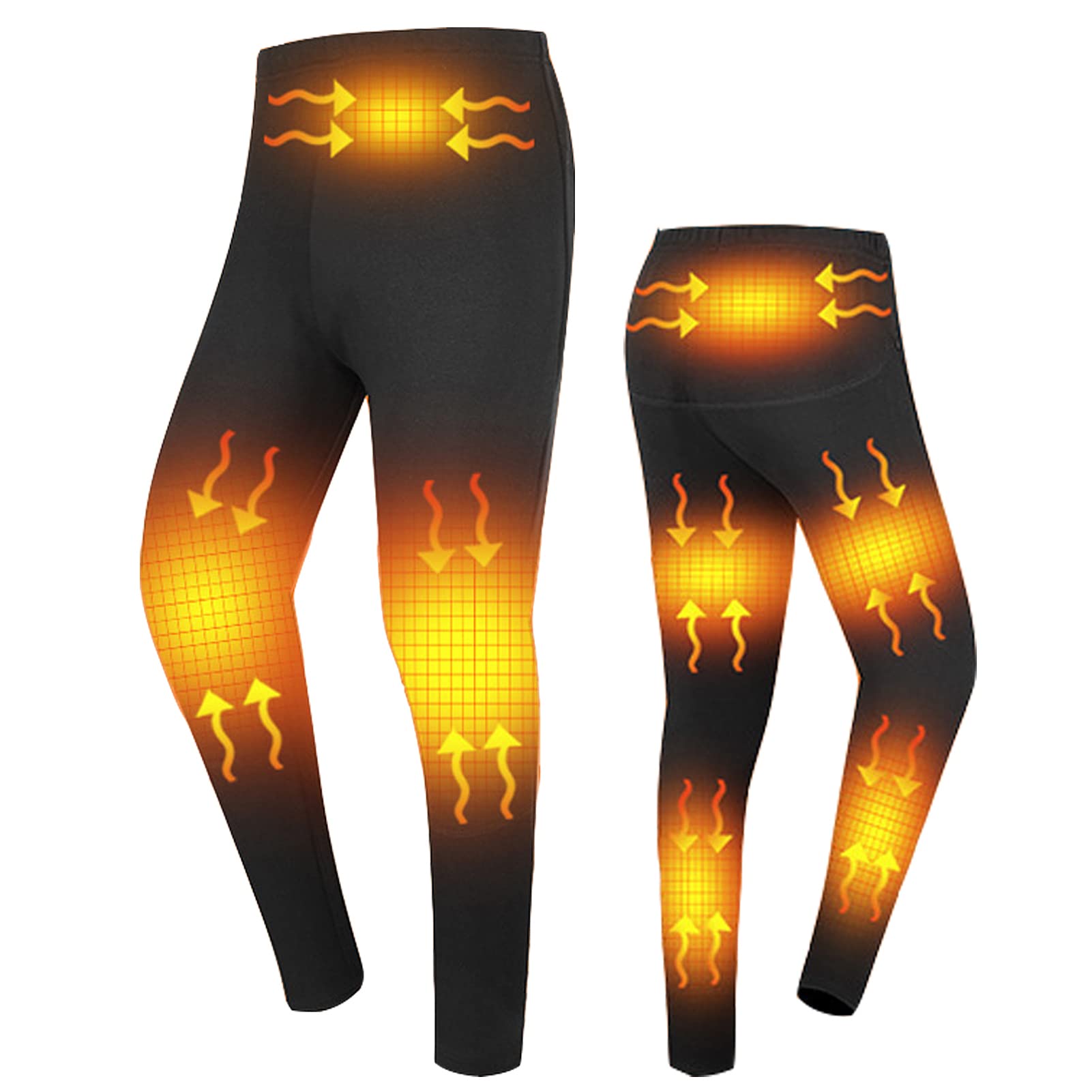 Heated Pants for Men, 16 Zones Fast Heating Thermal Underwear Pants, Adjustable Temperature, USB Electric,Black,L