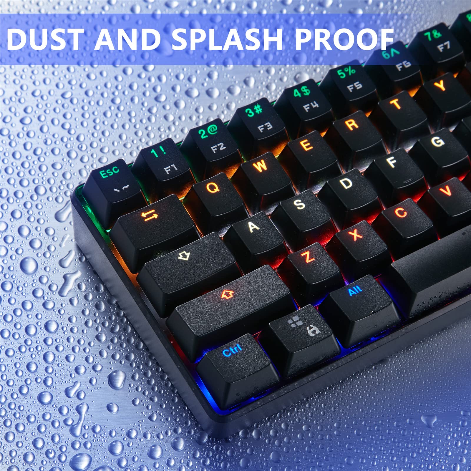 JIDOHUN KB-115 Wired Mechanical Keyboard, 61 Keys RGB Hot Swappable Blue Switch Gaming Keyboard with Software for Windows Vista,WIN7/8/10,Mac OS X Later,Linux,Chrome OS