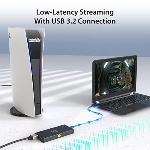 j5create 4K Game Video Capture Card with PD 60W Pass-Through Charging, Stream and Record 4K Video on PS5, PS4, Xbox, Switch, Work with OBS, Twitch, YouTube (JVA14)