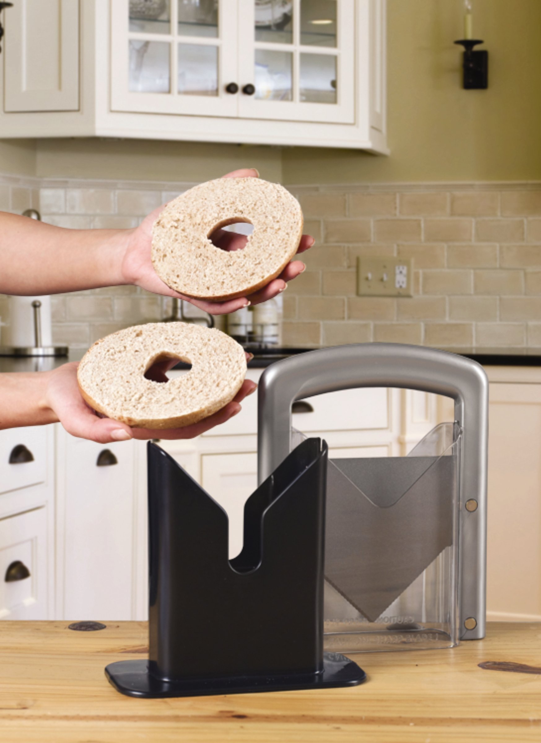 Hoan 5087464 The Original Bagel Guillotine Universal Slicer, Silver, 9.25-Inch