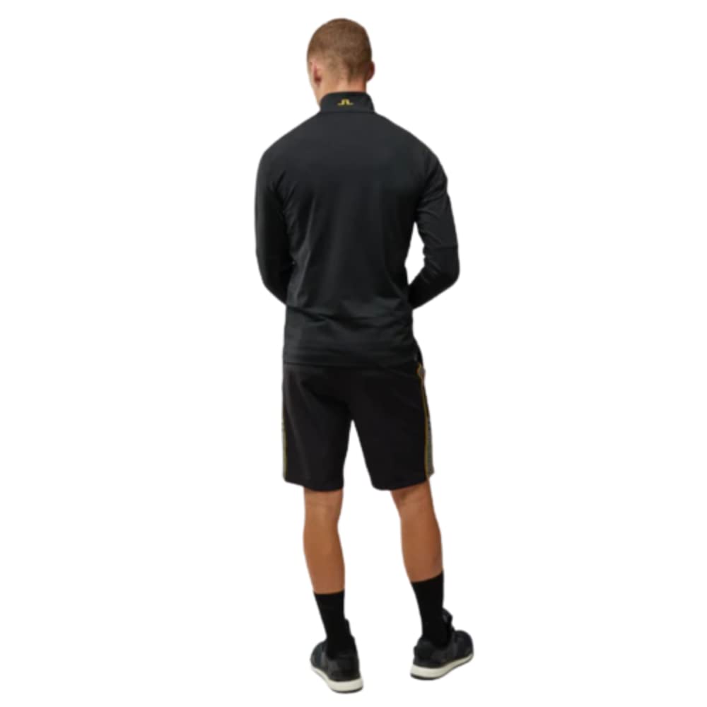J Lindeberg Mens William Print Mid Layer 1/4 Zip Golf Pullover - Black XL