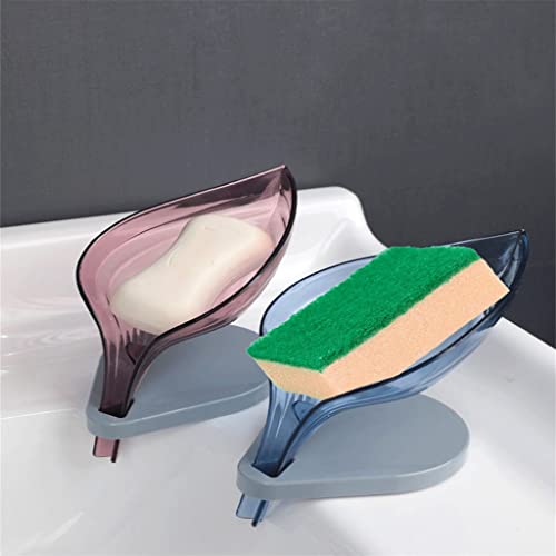 HALOU Leaf Shape Soap Box Bathroom Soap Holder Dish Storage Plate Tray Bathroom Soap Holder Case Kitchen Supplies Bathroom (Color : Blue, Size : 12 * 11.5 * 9CM)
