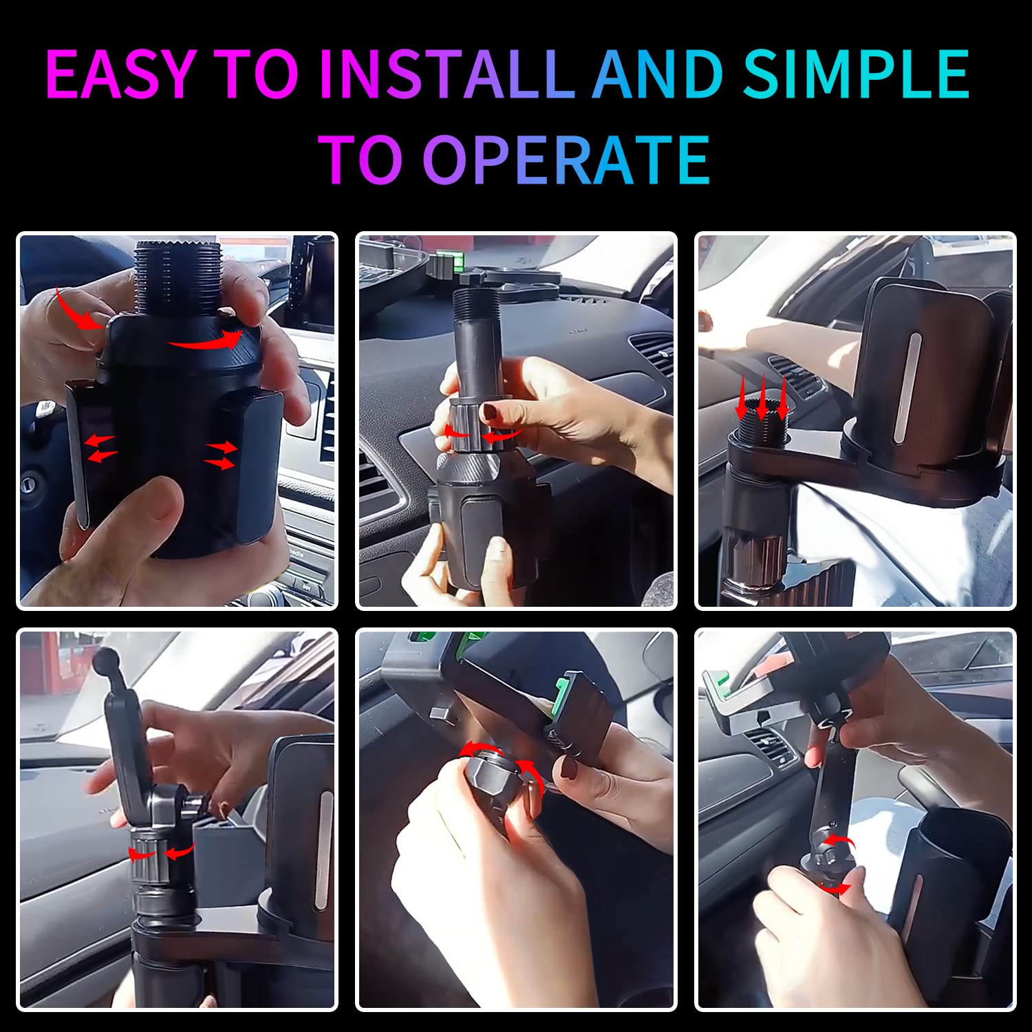 HUMBEST Cup Holder Phone Mount for car , Phone Mount for car - 360° Rotation Cell Phone Holder car Compatible All Smartphones - Cup Holder Extender for a More Convenient Driving Experience