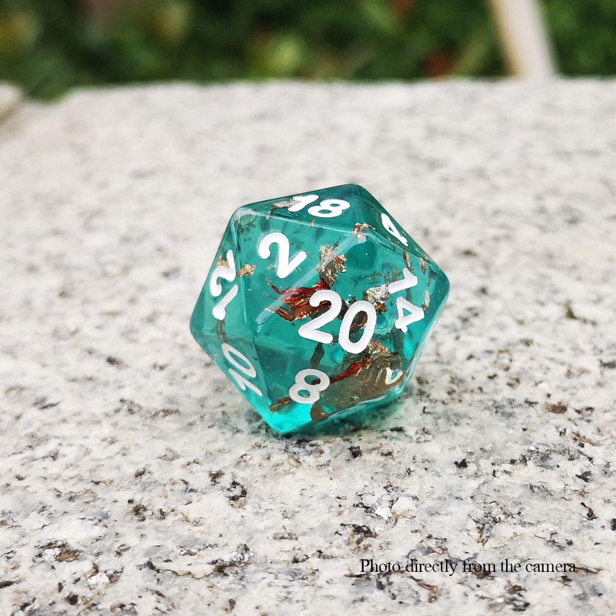 Haxtec Teal DND Dice Set 7PCS Gold Leaf Polyhedral Resin DND Dice for Roleplaying Games Dungeons and Dragons Gifts-Wonderland