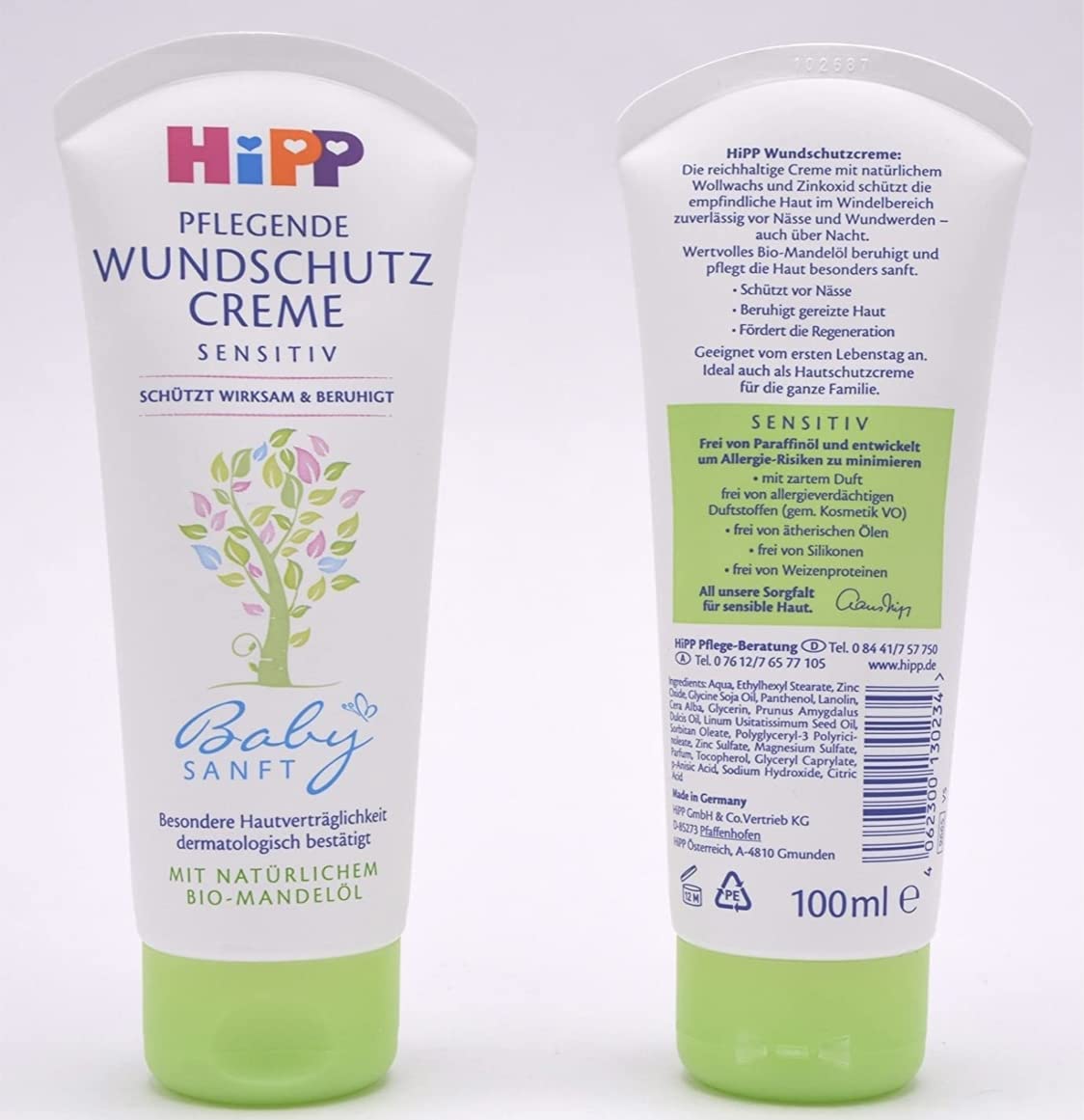 HIP Interactive HiPP Babysanft Nourishing Wound Protection Cream With Organic Almond oil.100 ml/ 3.5 Oz
