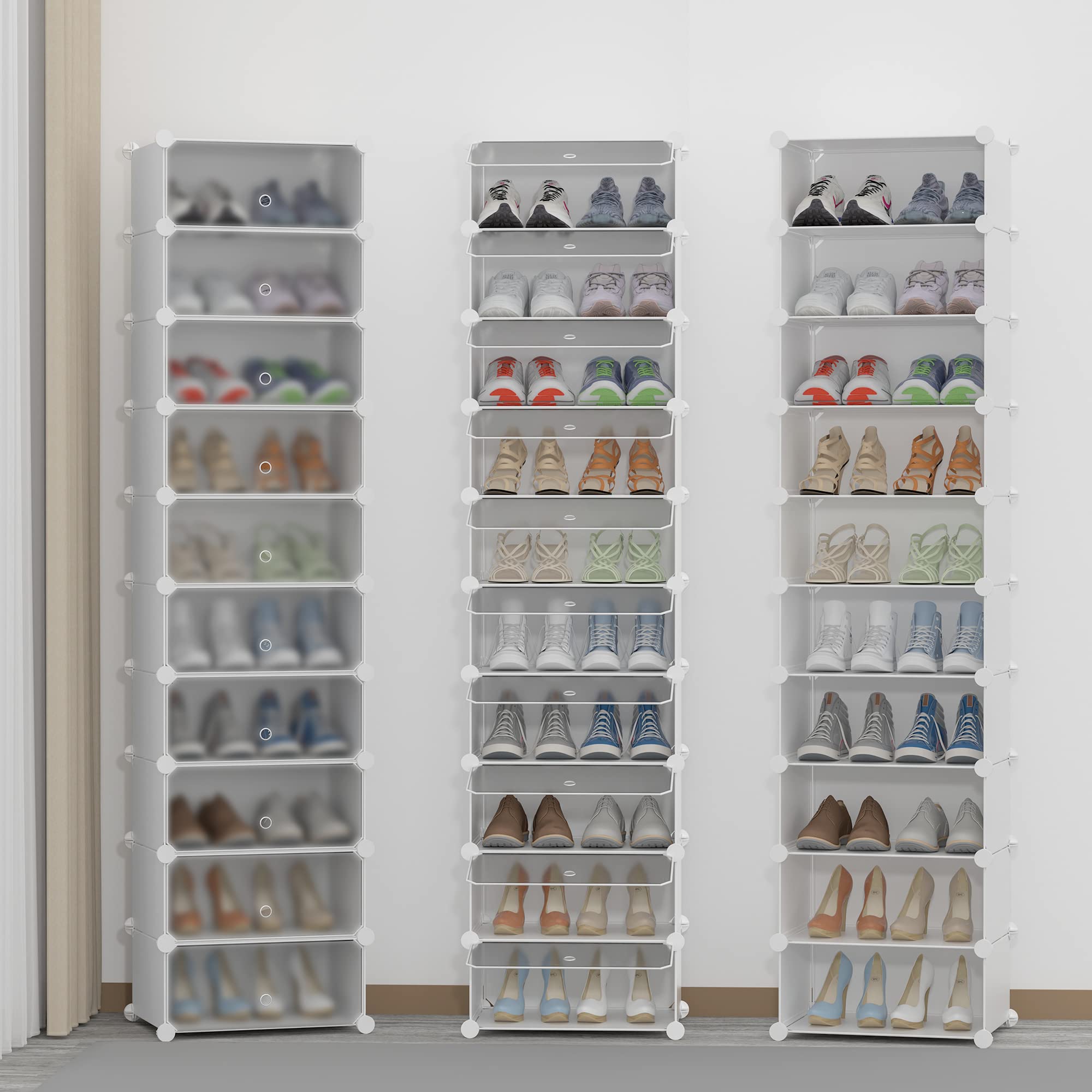 HOMIDEC Shoe Storage, 10-Tier Shoe Rack Organizer for Closet 20 Pair Narrow Shoes Shelf Cabinet for Entryway, Bedroom and Hallway