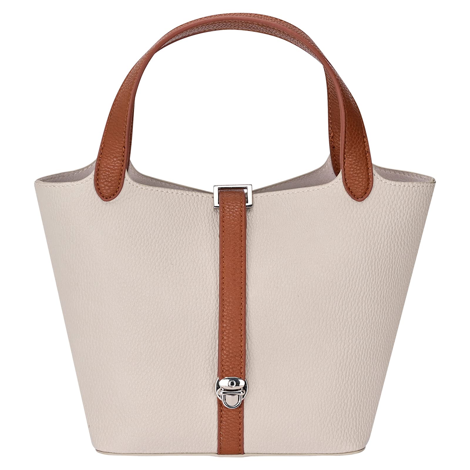 GM LIKKIE Clutch Bag for Women, Vintage PU Leather Bucket Evening Handbag, Top-Handle Chic Purses (White)