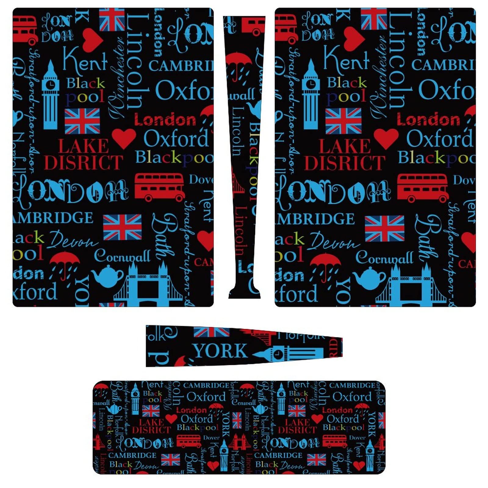 London Pattern Full Protective Skin Cover Design Wrap Decal Sticker Compatible with PS5 Digital Edition Console and Controller