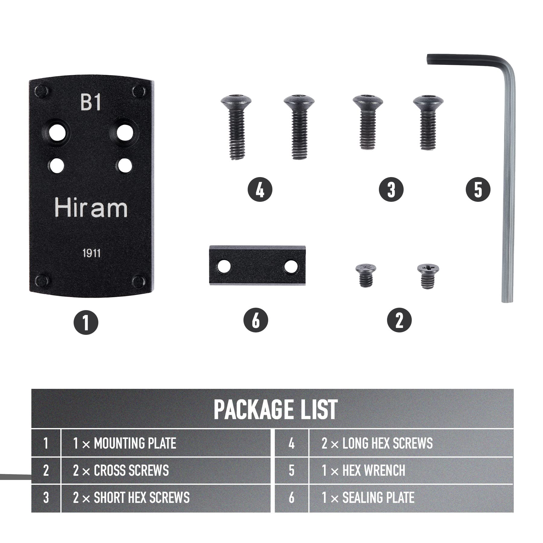 HIRAM Red Dot Sight Mounting Plate for Standard Colt 1911 Pistols, Micro Reflex Sight Mounting Base Adapter, Handgun and Pistol Accessories, Compatible with Vortex, SightMark, Burris Red Dots and More