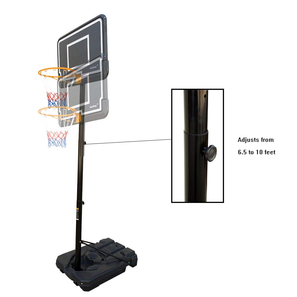 HaoKang Pro Portable Basketball Hoop wtih Adjustable Height Official 10' and 44" Backboard Free Standing Basketball Stand System