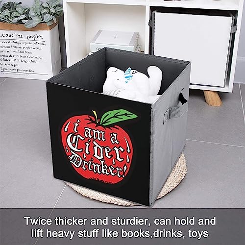 I'm A Cider Drinker Apple Storage Cubes with Handles Foldable Fabric Bins Organizing Baskets for Shelves Closet