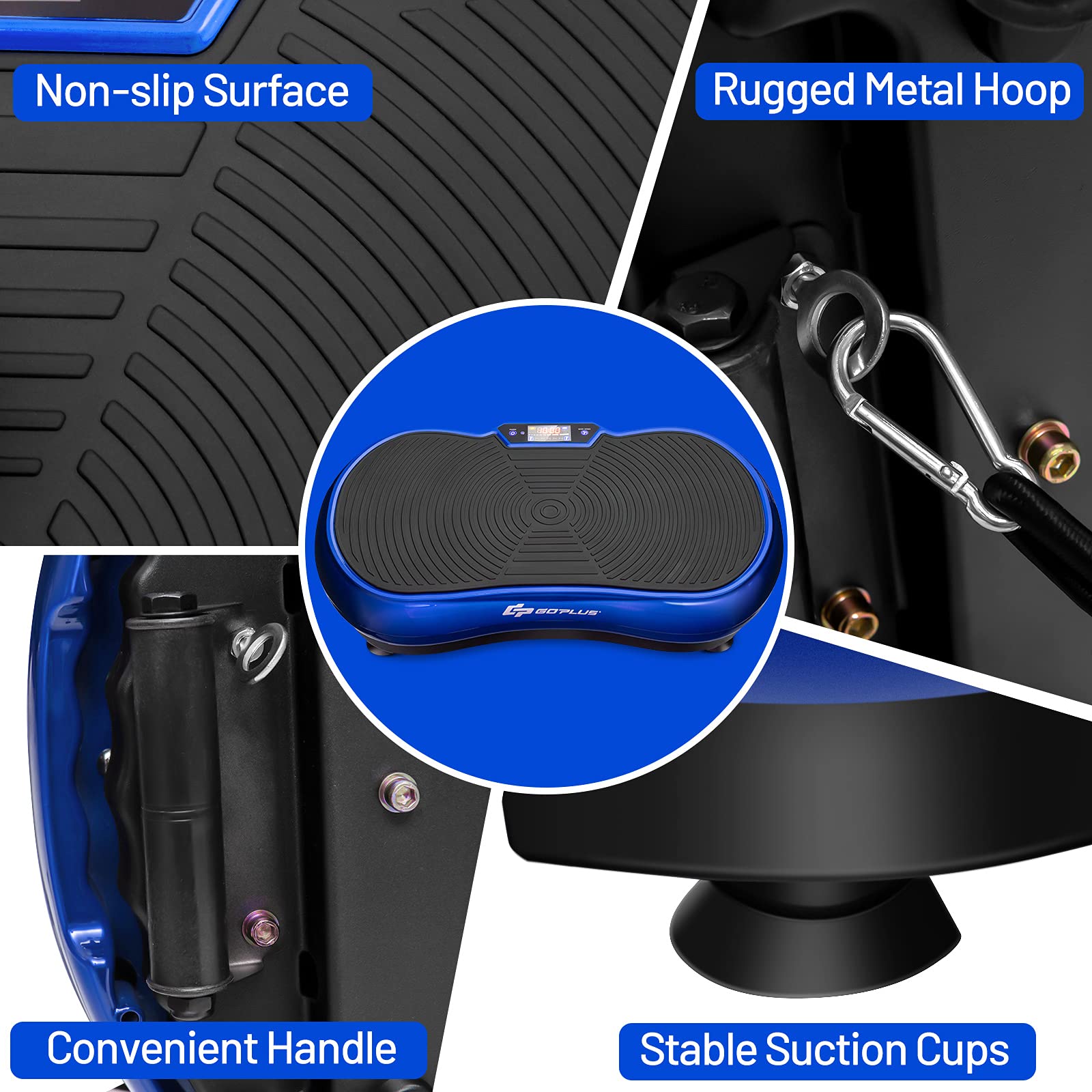 Goplus 3D Vibration Plate, Vibration Fitness Platform with 180 Speeds Adjustment, 0-10 Timer, Remote Control, Loop Bands, Exercise Machine for Whole Body Fitness (Blue)