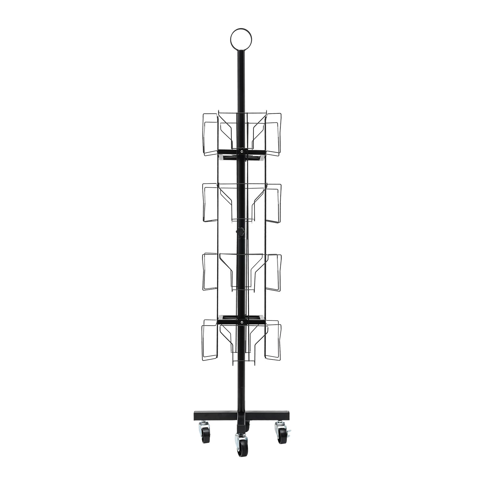 JAJADAH Display Stand Spinning, Rotating Greeting Card Rack, Pocket Rotating Holder for Classroom Office & Library (16 Pockets - Black)